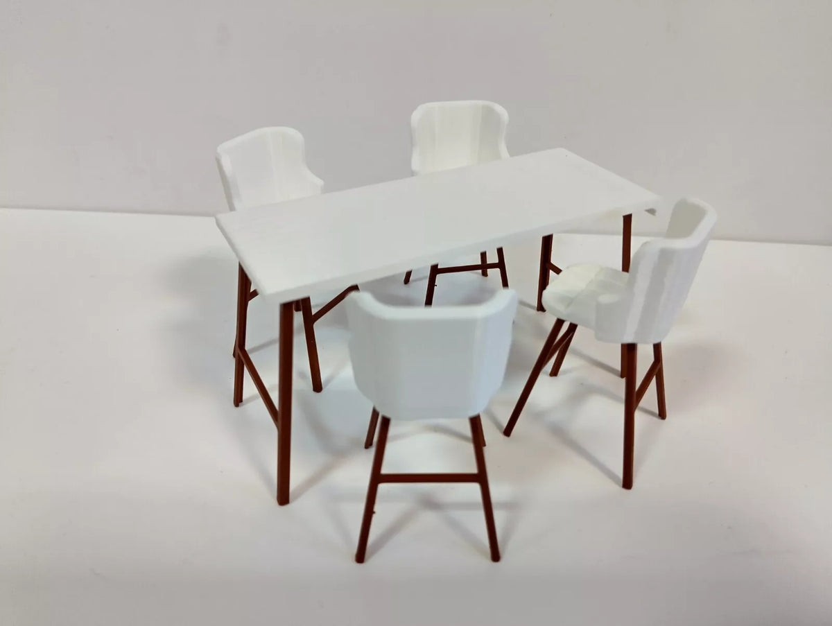 Diorama model decoration Table & Chairs Set 1/18 size Home furnishing ...