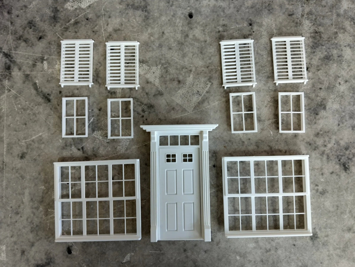Diorama model building parts 1:18 scale Entry door and House windows ...