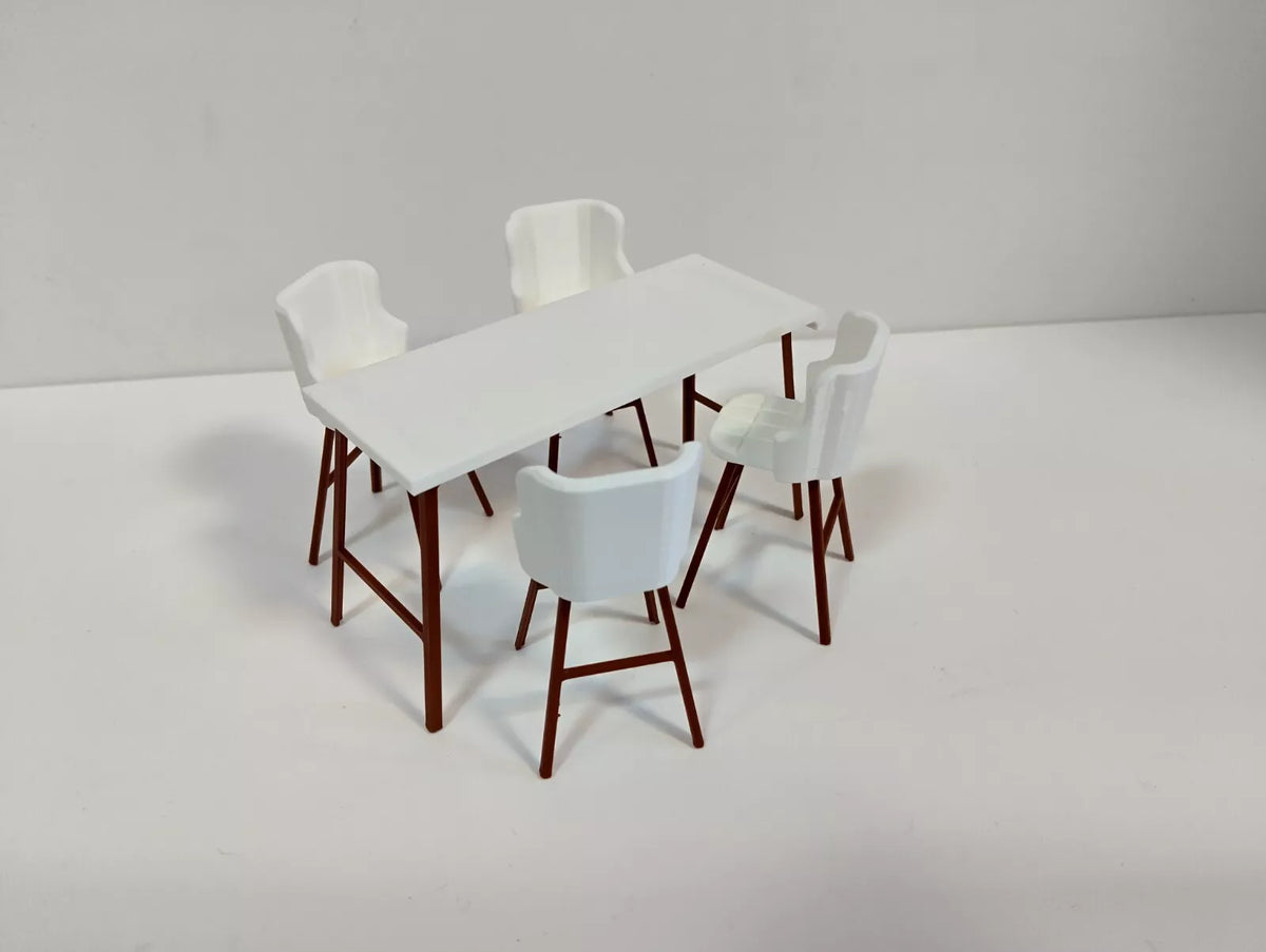 Diorama model decoration Table & Chairs Set 1/18 size Home furnishing ...