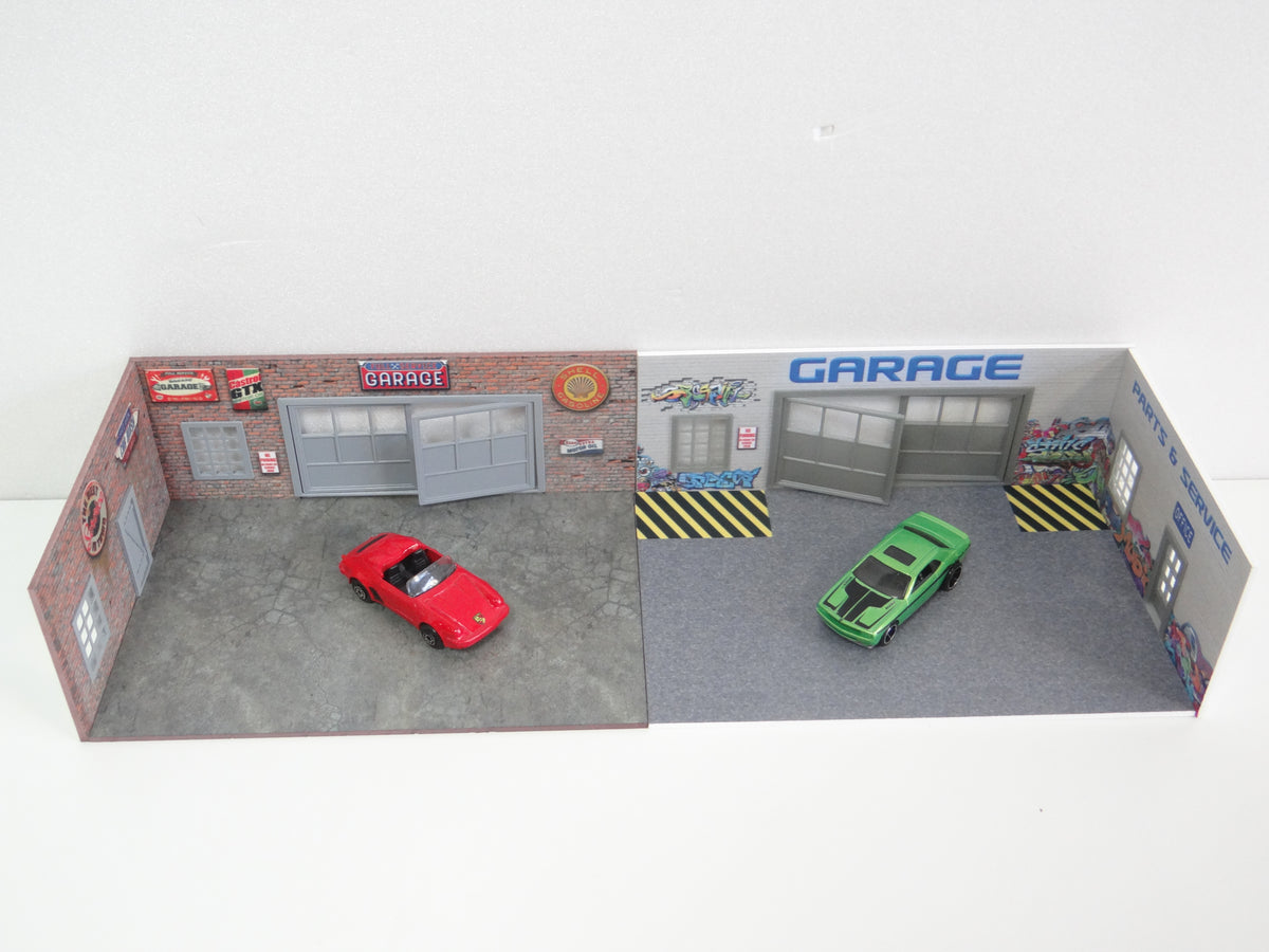 Diorama models Set of 2 auto service displays Scale 1:60 / 64 Miniatur ...