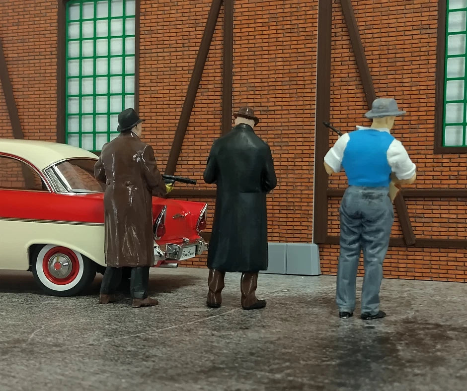 1:18 Mobster Figures Set of 3 Gangster Miniatures Diorama Accessory ...