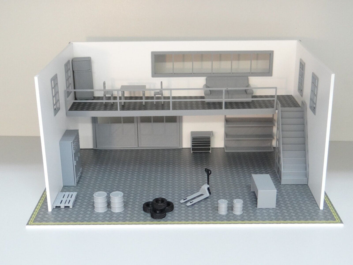 Diorama Display Model Kit 1:43 Two floor Model Car Auto Service Garage ...