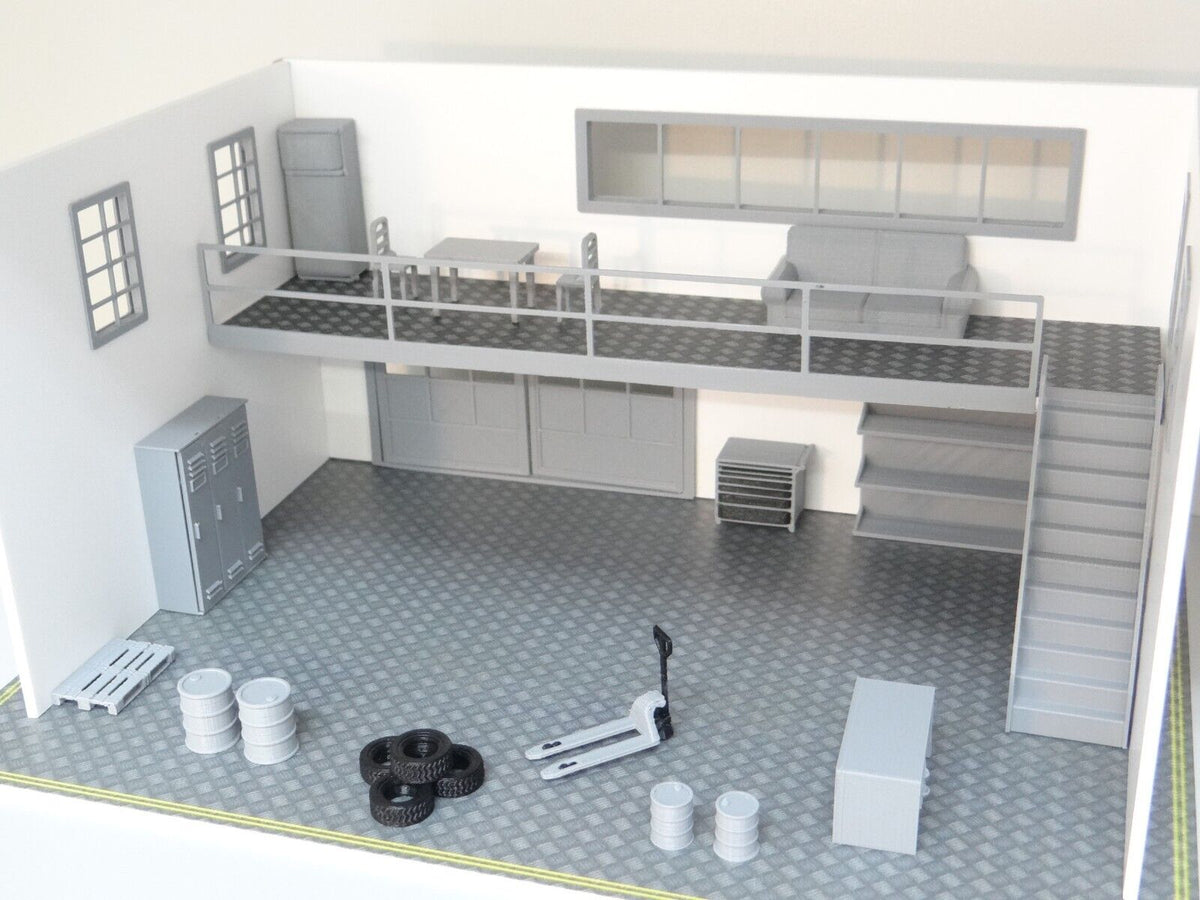 Diorama Display Model Kit 1:43 Two floor Model Car Auto Service Garage ...