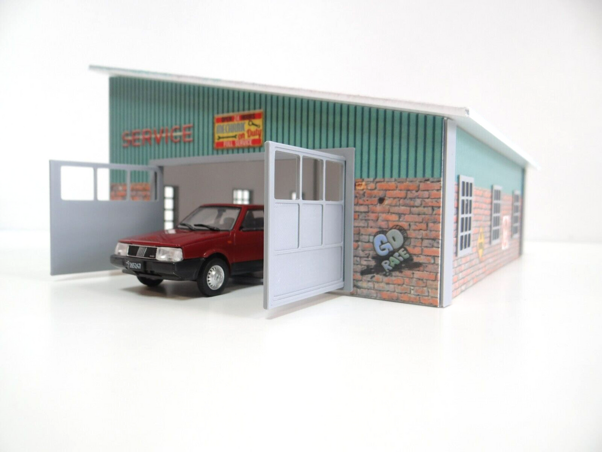 Brick service garage with sheet ''metal' roof Diorama model kit 1:43 ...