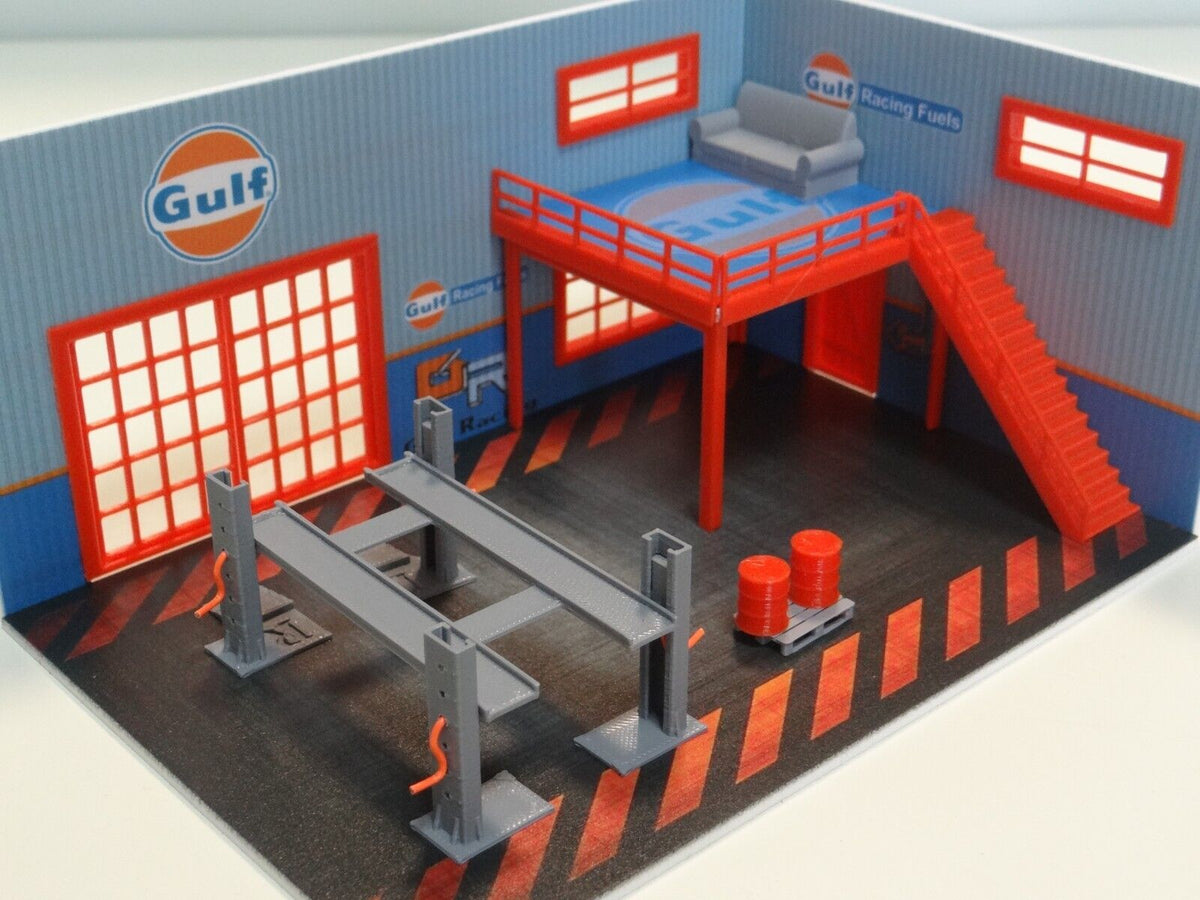 Oil company two-story car garage Diorama model kit Scale 1:60 1:64 ...